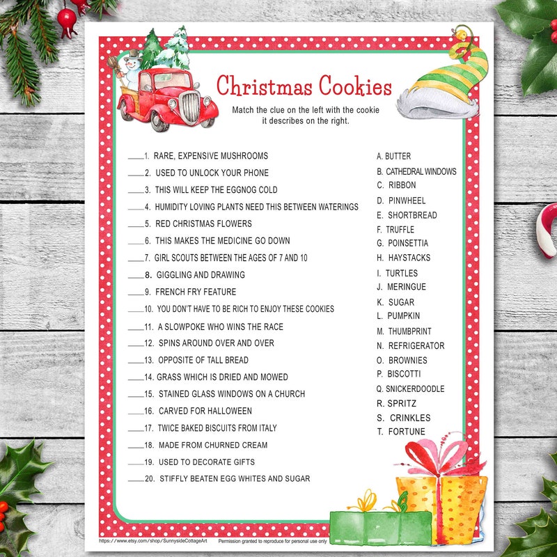 Christmas Cookie Game - Etsy