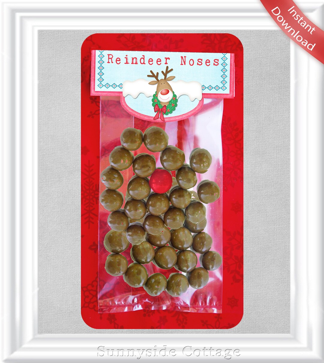 Instant Download Reindeer Noses Bag Toppers in 2 Sizes, Christmas Treat ...
