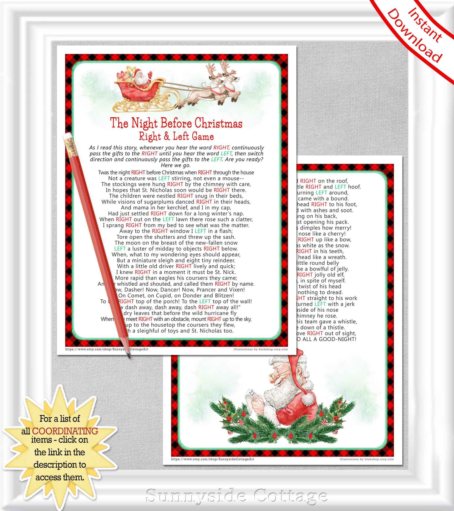 The Night Before Christmas Right and Left Story/game, Family, Friends ...