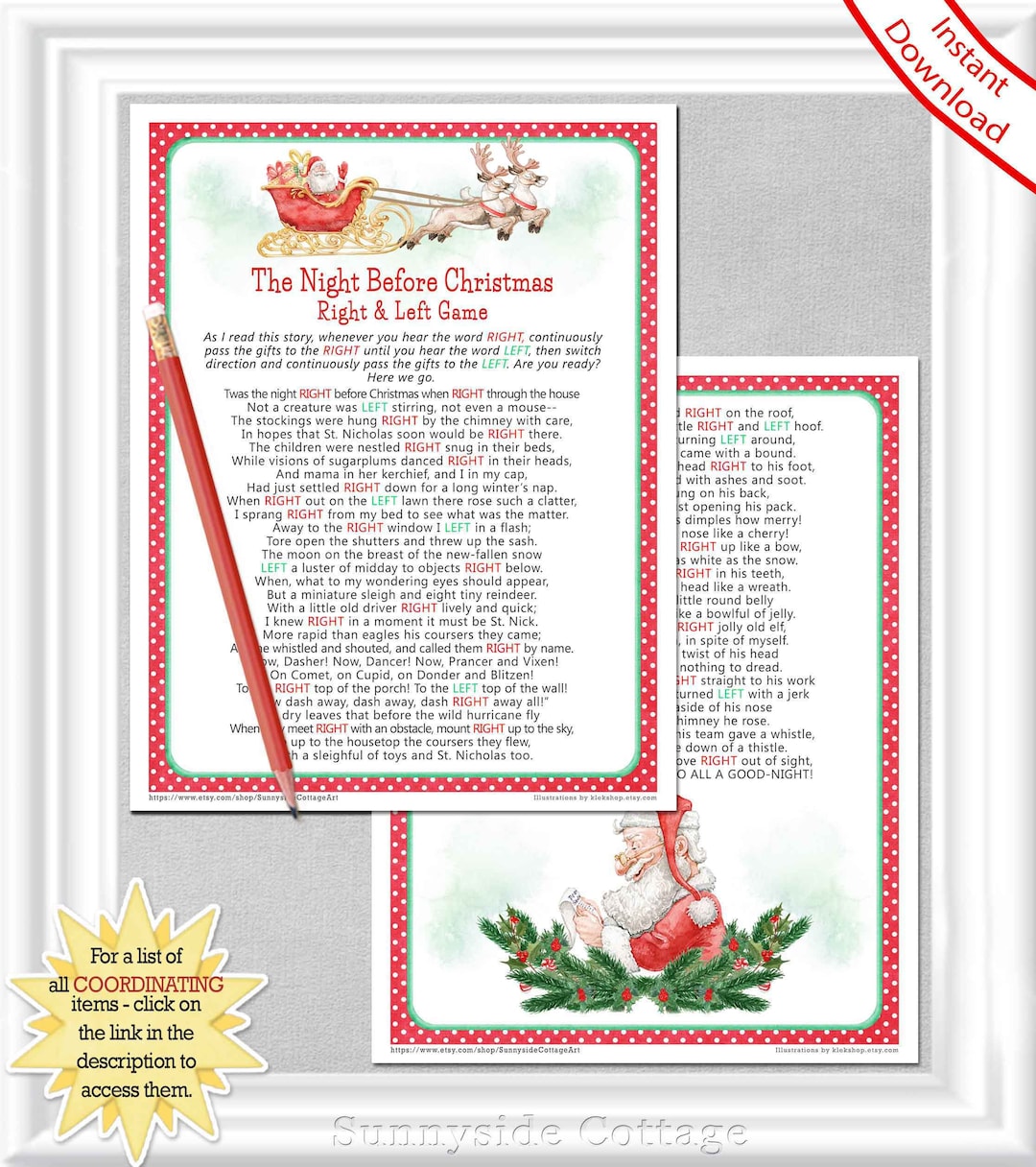 The Night Before Christmas RIGHT & LEFT GAME for Christmas Celebrations ...