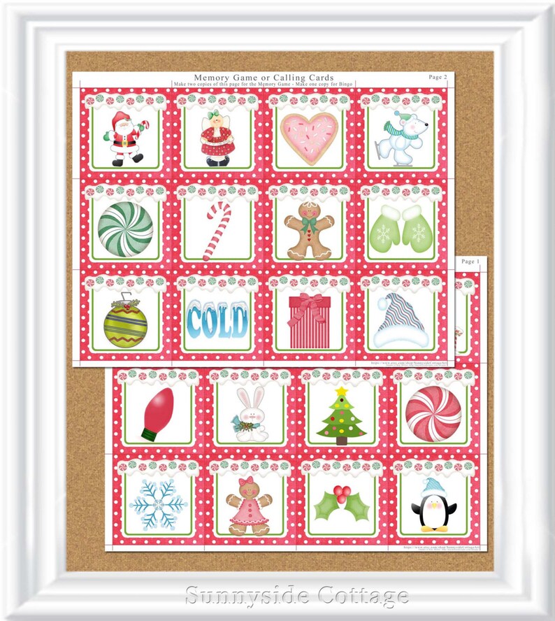 Two Christmas Games - BINGO Plus a MEMORY Game, Gift for Child or ...