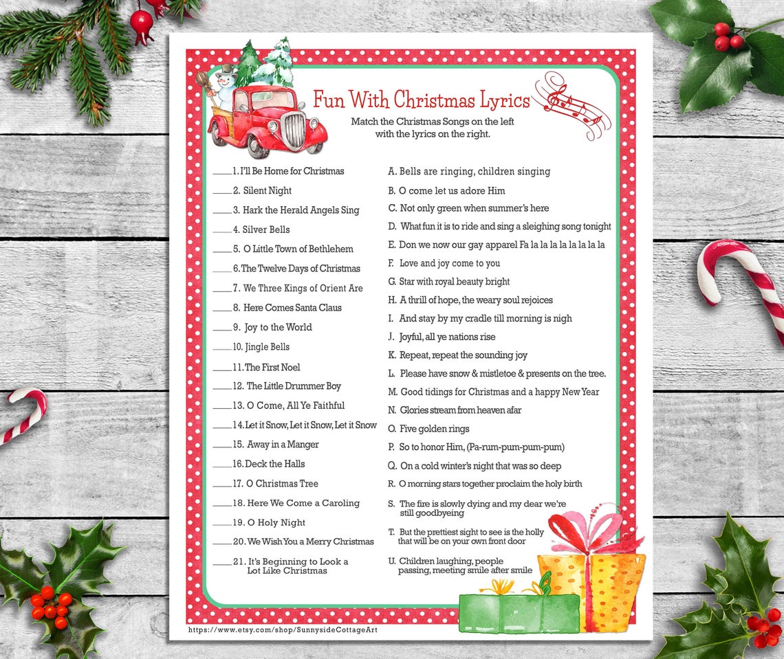 Fun With Christmas Lyrics Game, Christmas Songs Game With Red Dots ...