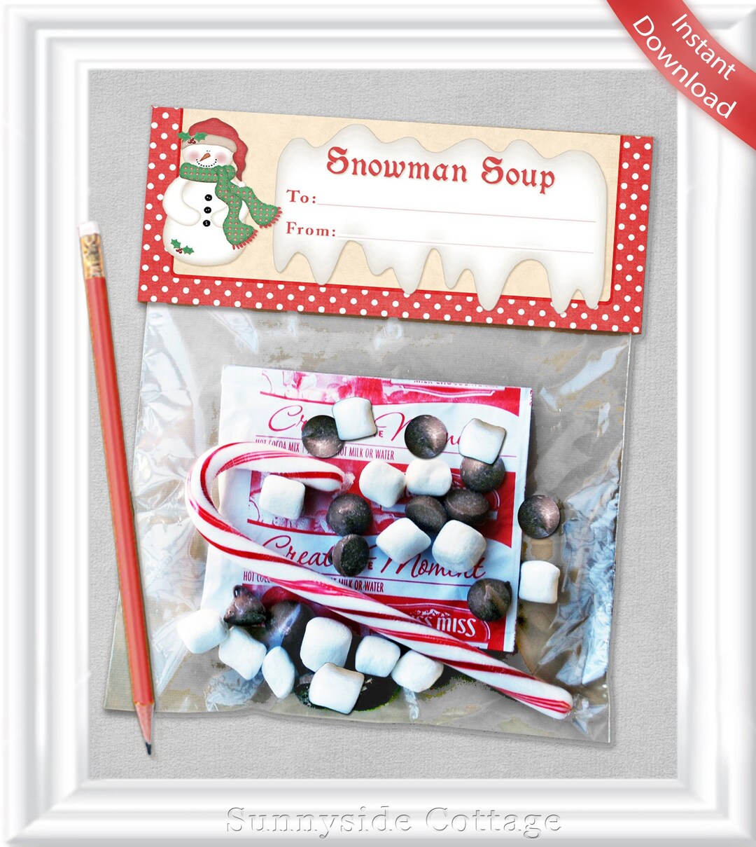SNOWMAN SOUP Treat Bag Toppers, Stocking Stuffer or Gift for Friends ...