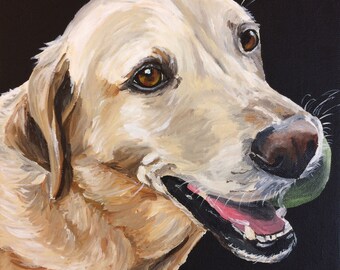 Yellow lab art print Fun Yellow labrador art on canvas or | Etsy