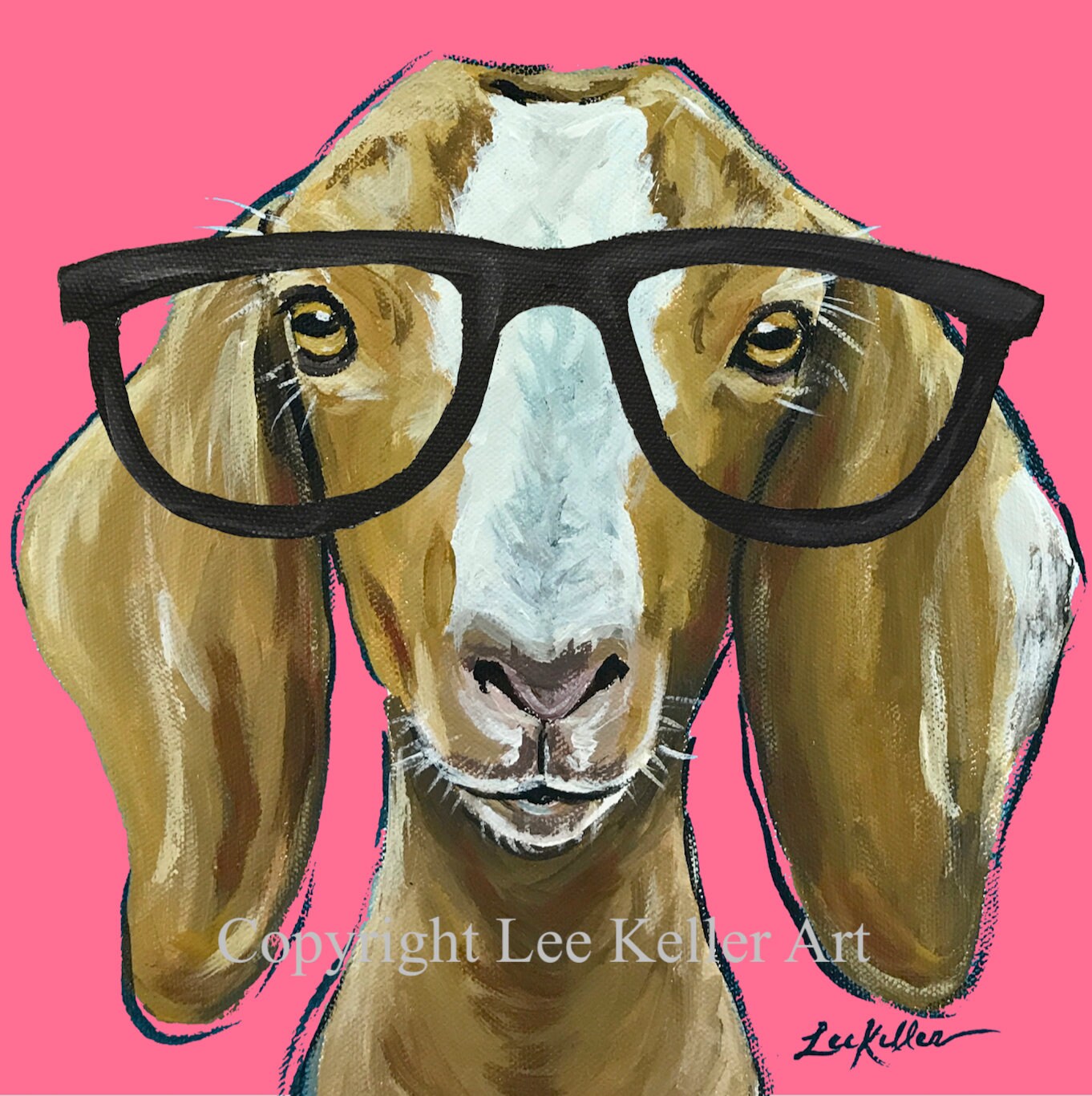 Goat art Goat with glasses print cute goat decor Goat fine | Etsy