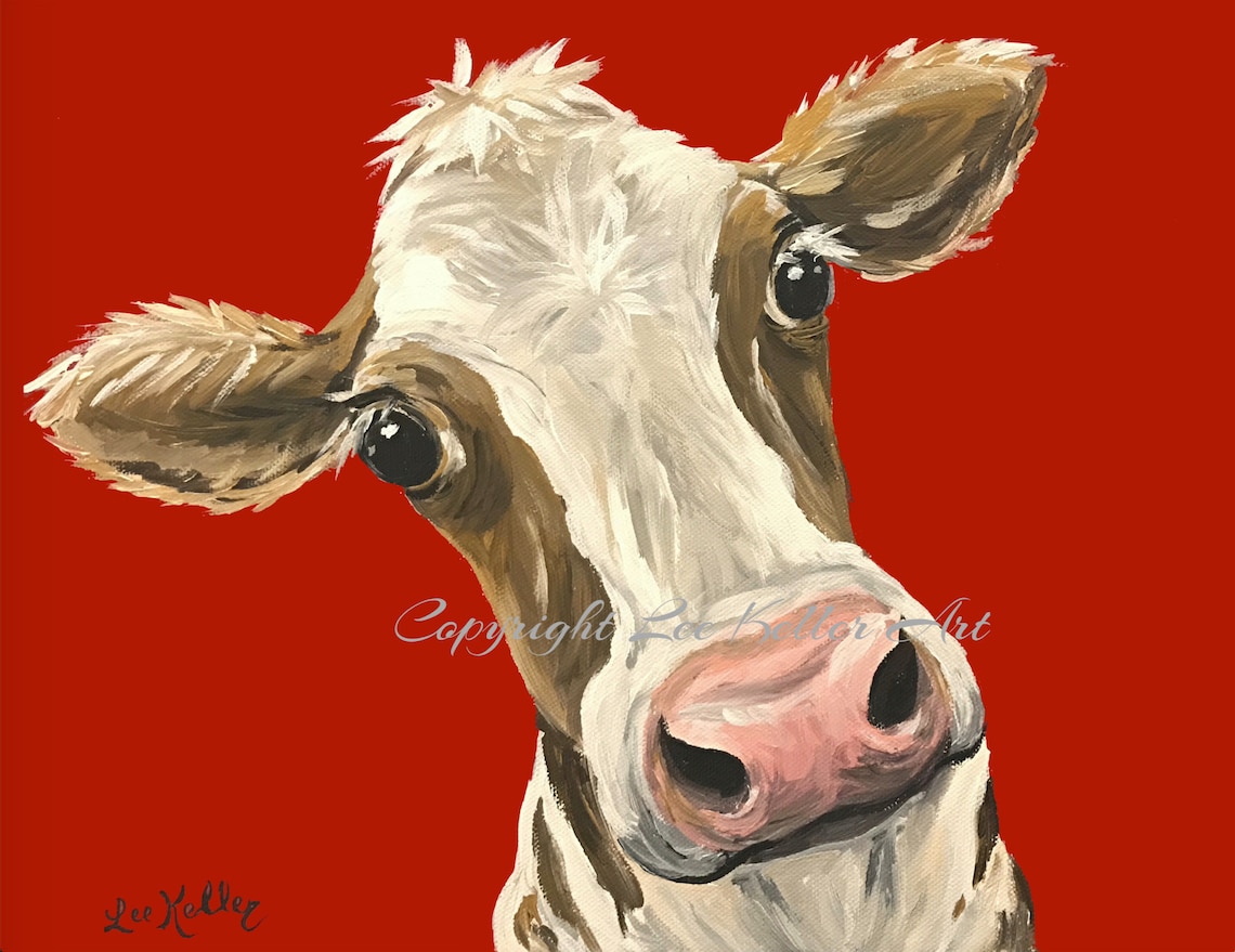 Cow Art Print From Original Canvas Cow Painting. Cow Art With | Etsy