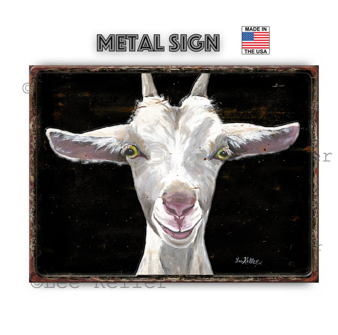 Embossed Goat Tin Sign - Farmhouse Goat Metal Sign - Goat Sign - Fun ...