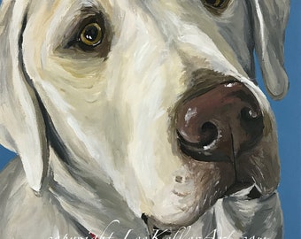 Yellow Lab Art Print From Original Yellow Labrador Canvas | Etsy