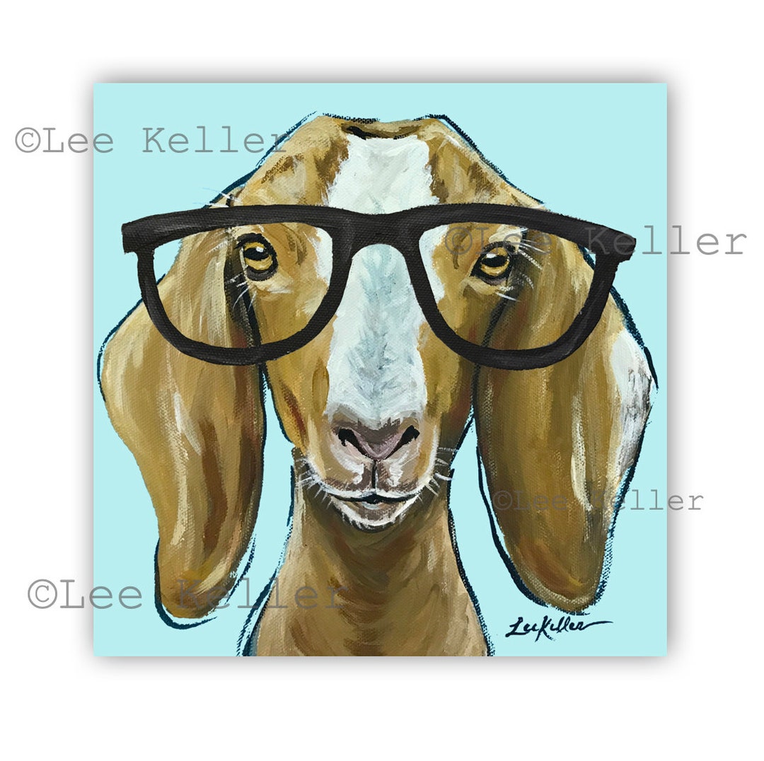 Goat Art, Goat With Glasses Print, Cute Goat Decor, Goat Fine Art Print ...