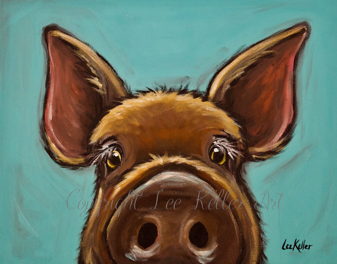 Pig Art Print Pig Art Cute Pig Art Canvas or Fine Art Paper | Etsy