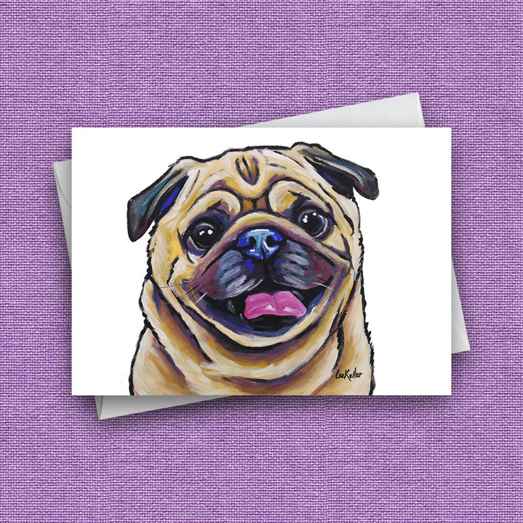 Pug Card, 5x7" Dog Greeting Card, Dogs Greeting Cards - Etsy