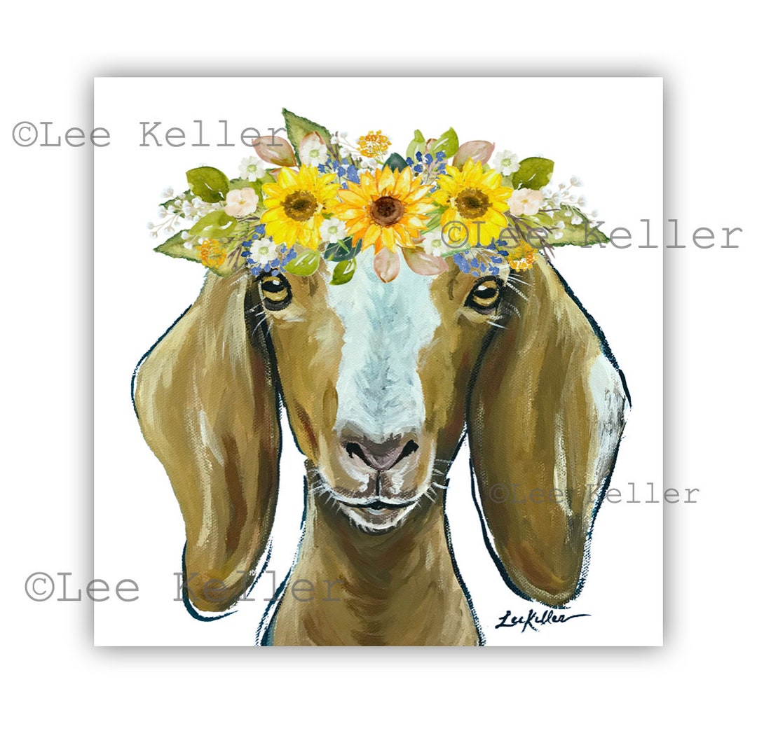 Goat Art Print, Goat Sunflower Decor, Goat Canvas or Fine Art Print ...