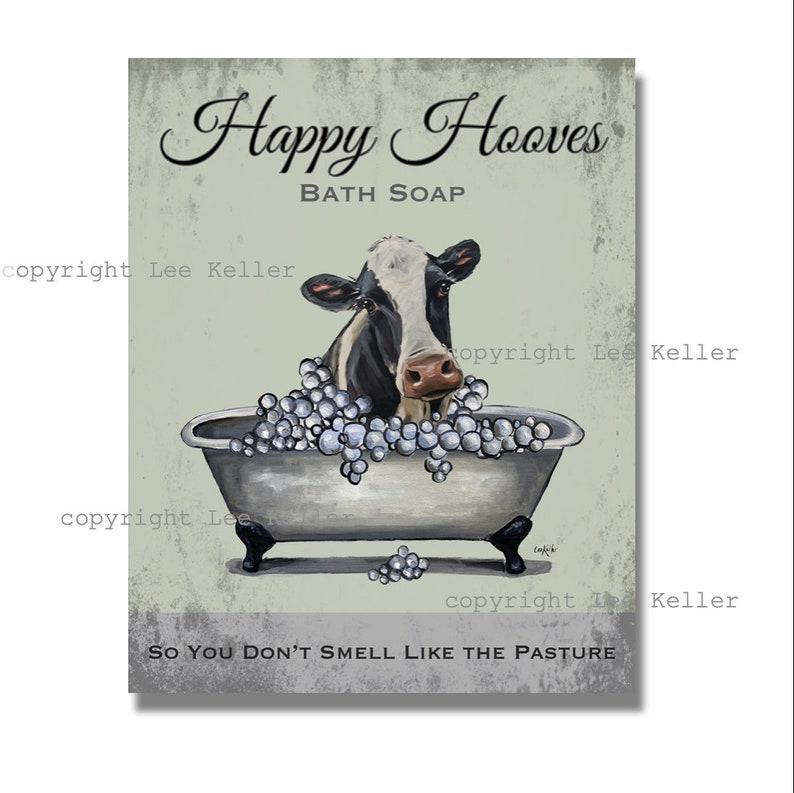 Cow Bathroom Sign Cow Bathroom Decor Bathtub Cow Art Cute - Etsy