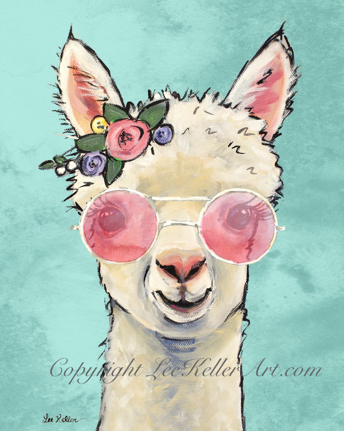 Alpaca Art Alpaca Decor. Alpaca Flower Crown Art Print - Etsy