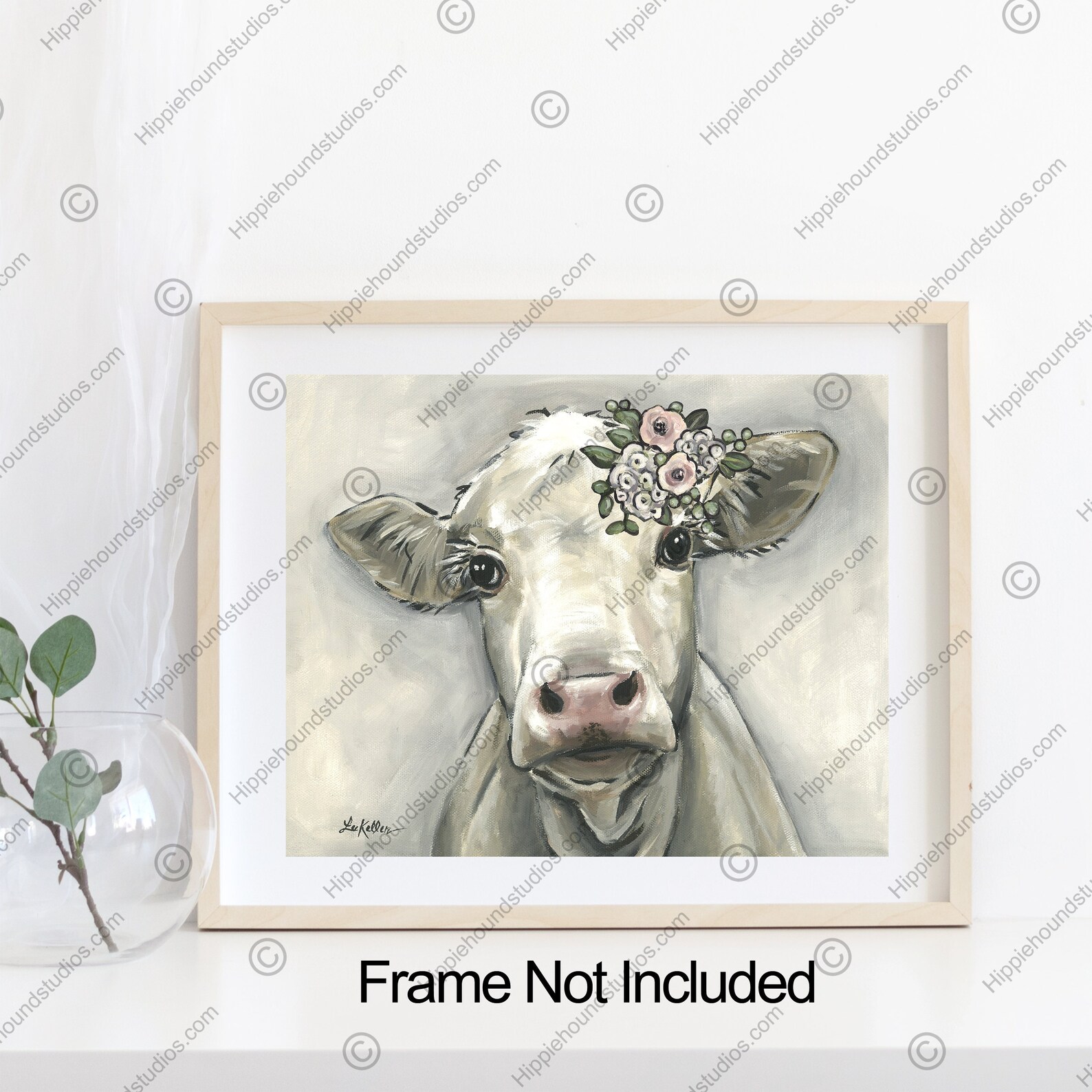 Cow With Boho Flowers Art Farmhouse Decor. Cow Print From - Etsy