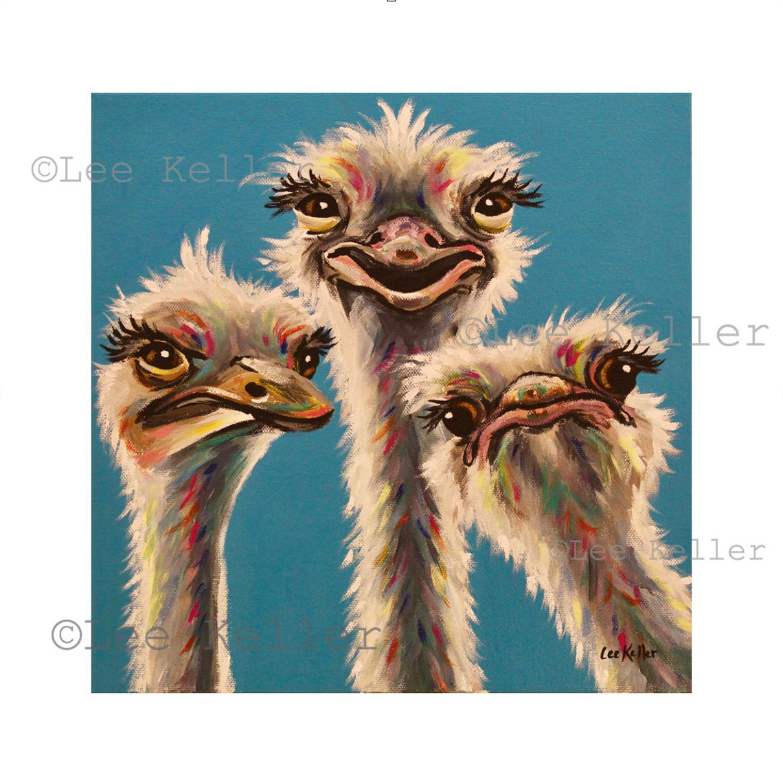 Ostrich Art Print From Original Canvas Ostrich Painting, Colorful Fun ...