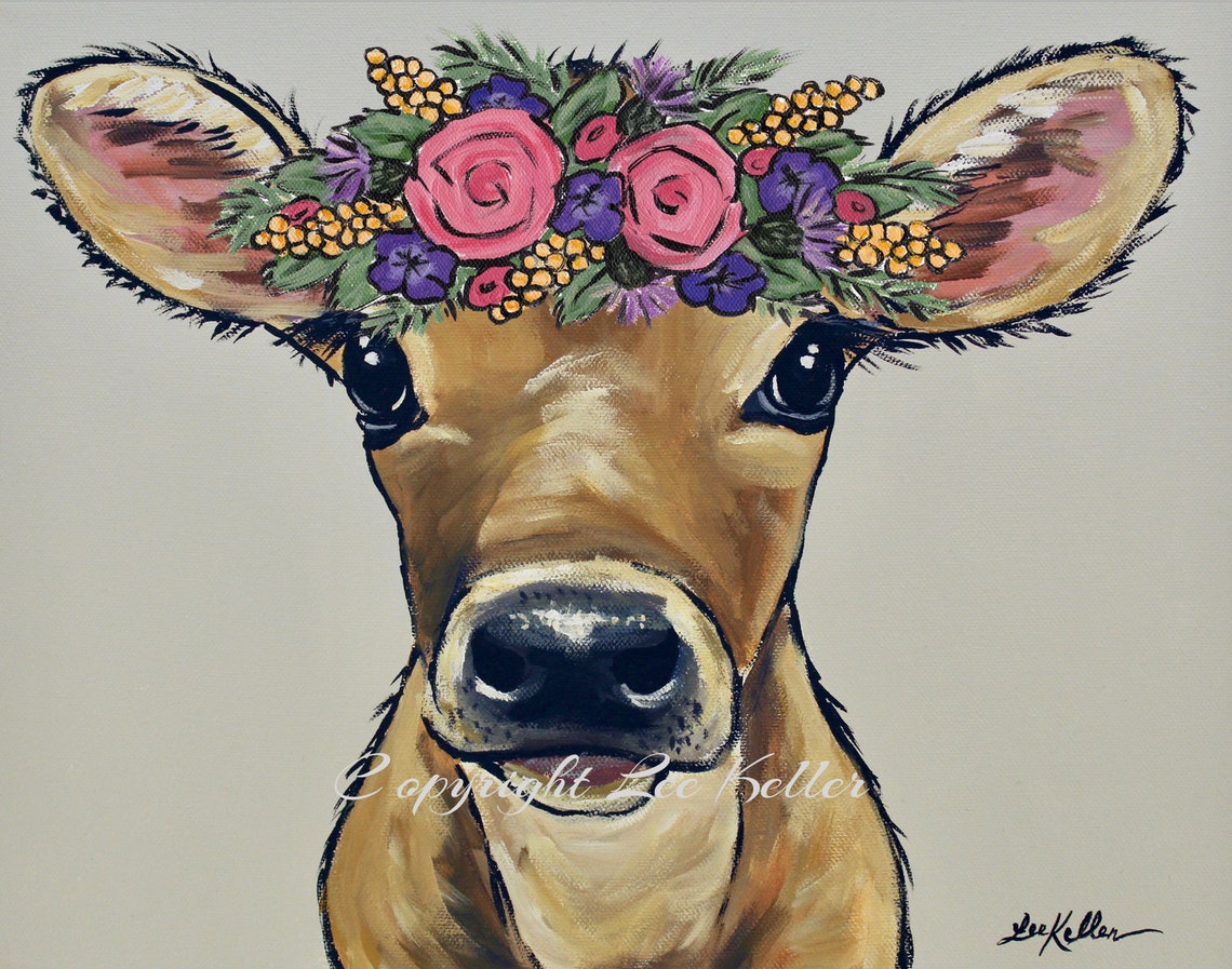 Cow Art Print From Original Canvas Cow Painting. Farmhouse Cow | Etsy