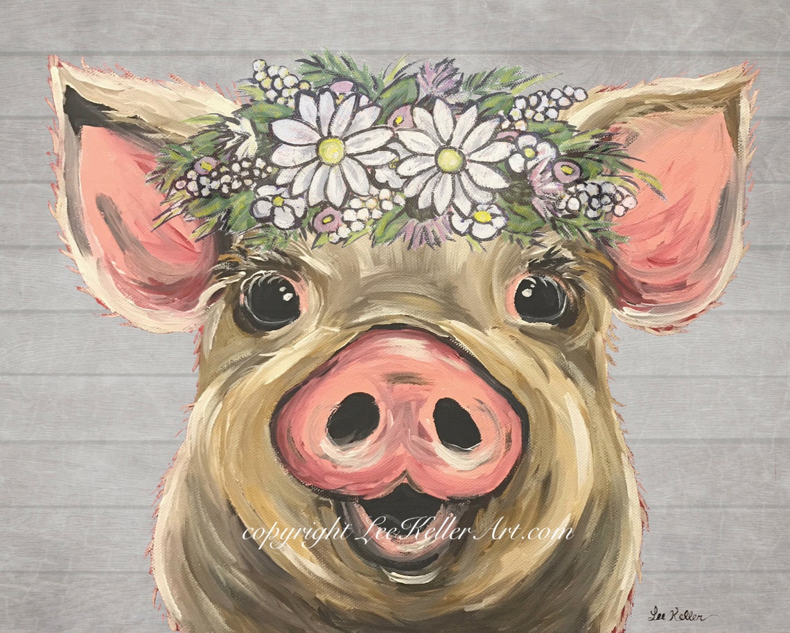 Pig Art Pig Decor. Pig Print From Original Pig on Canvas | Etsy