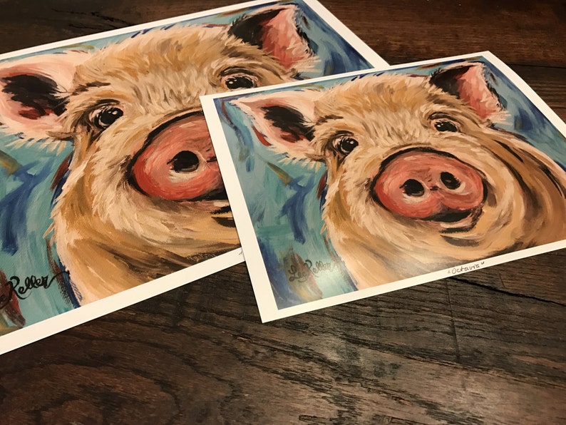 Pig art pig decor. Pig print from original Pig on canvas | Etsy