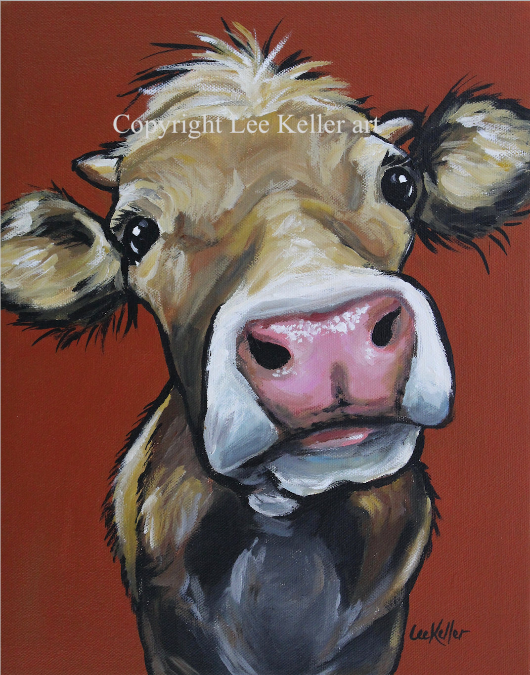 Impresión de arte de vaca de la pintura original de la vaca de | Etsy