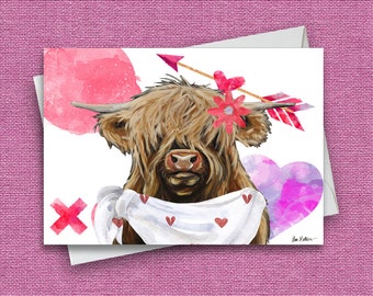 Highland Cow Valentine Cards - Etsy