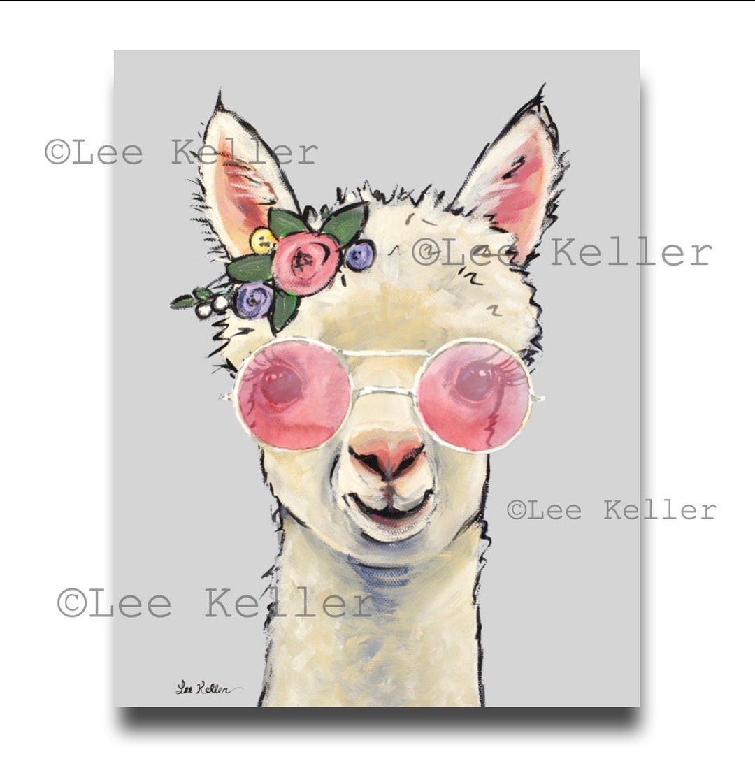 Alpaca Art, Alpaca Decor. Alpaca Flower Crown Art Print, Alpaca Canvas ...