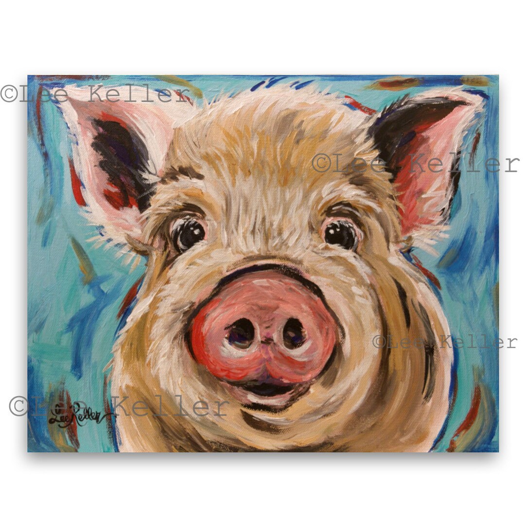 Pig Art, Pig Decor. Pig Print From Original Pig on Canvas Painting. Pig ...