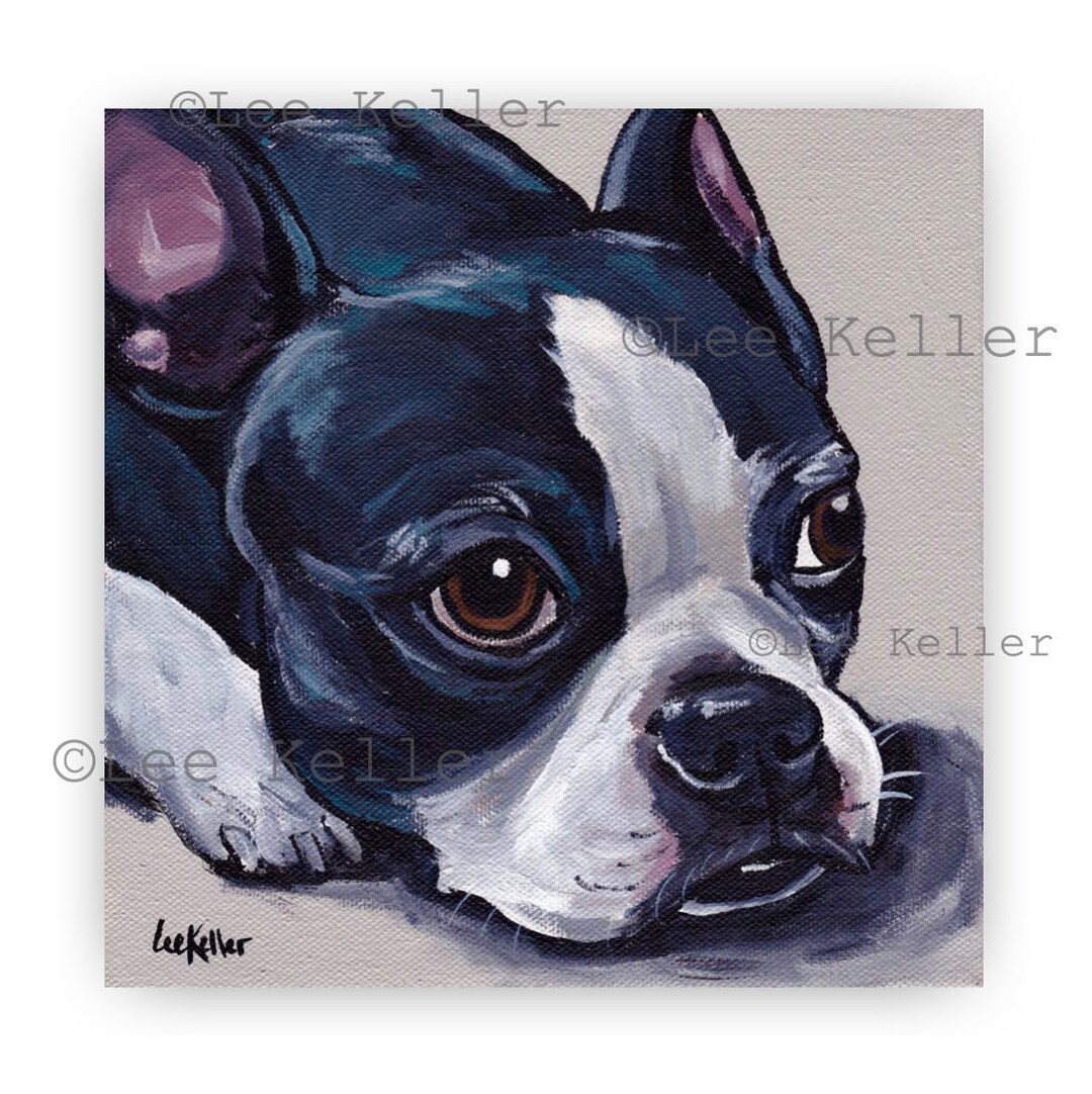Boston Terrier Art Print, Boston Terrier Print, Cute Boston Terrier Art ...
