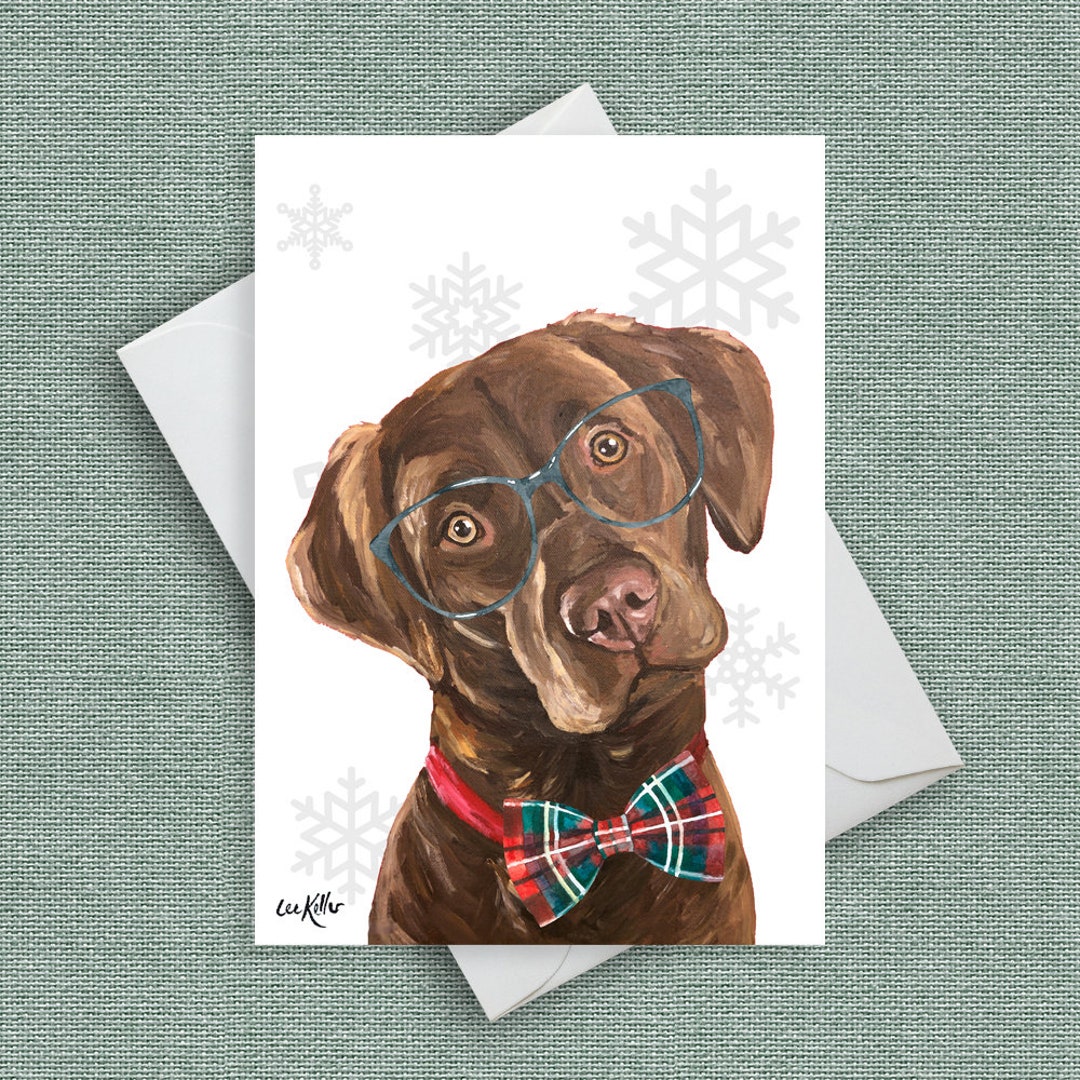 Chocolate Lab Christmas Card, 5x7 Dog Christmas Card, Holiday Dogs ...