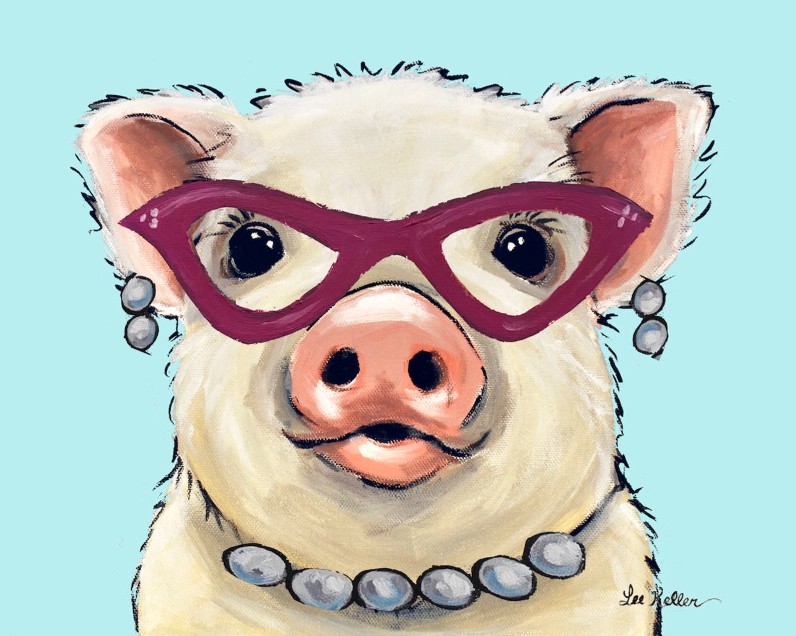 Pig Art Pig Decor. Pig Print From Original Pig on Canvas - Etsy