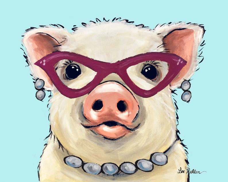 Pig Art Pig Decor. Pig Print From Original Pig on Canvas - Etsy
