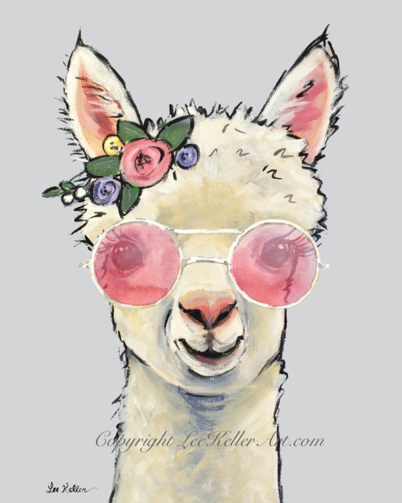 Alpaca Art Alpaca Decor. Alpaca Flower Crown Art Print - Etsy