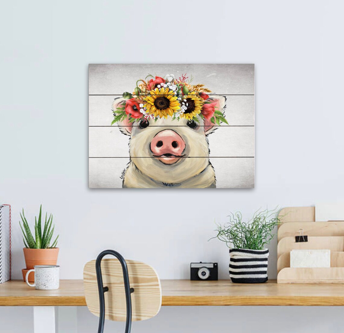 Farmhouse Pig Wood Wall Decor Pig With Sunflower Art Pig - Etsy