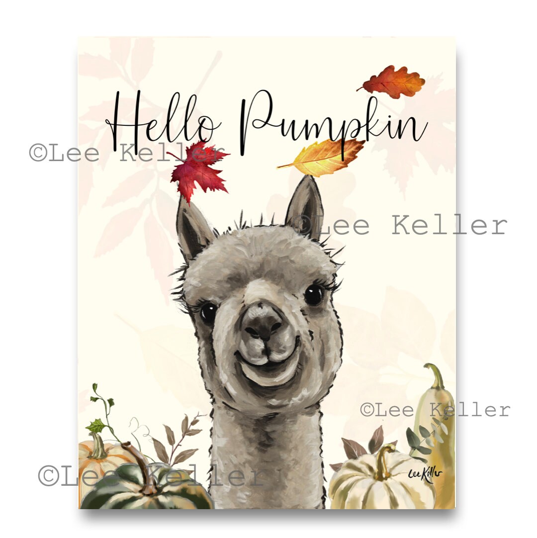 Alpaca Art, Fall Alpaca Decor. Alpaca Print, Alpaca Fall Art, Alpaca ...