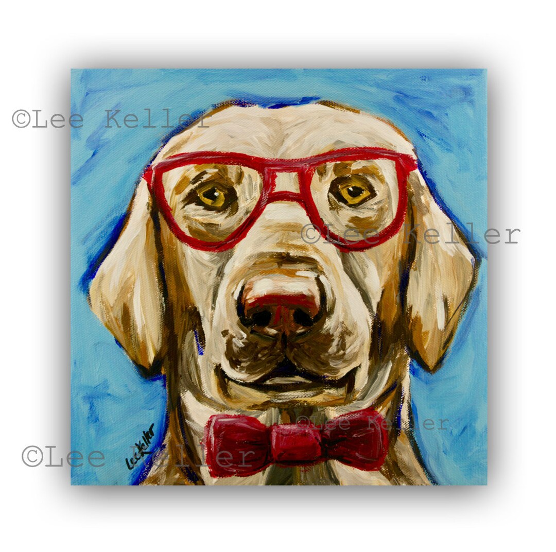 Yellow Lab Art Print, Colorful Yellow Labrador Retriever Canvas or ...