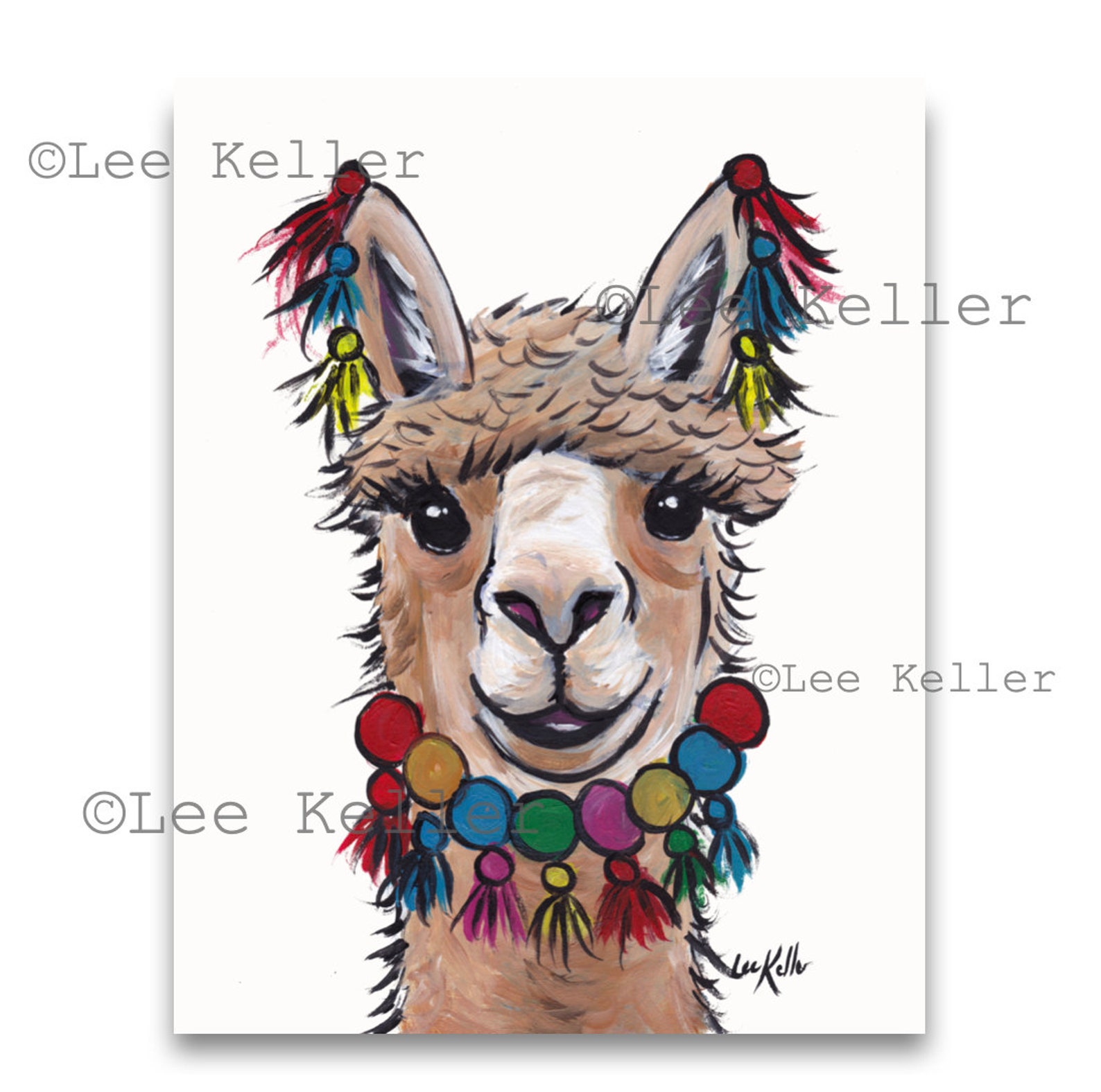 Alpaca Art, Alpaca Decor. Alpaca With Tassels Art, Alpaca Canvas Art ...