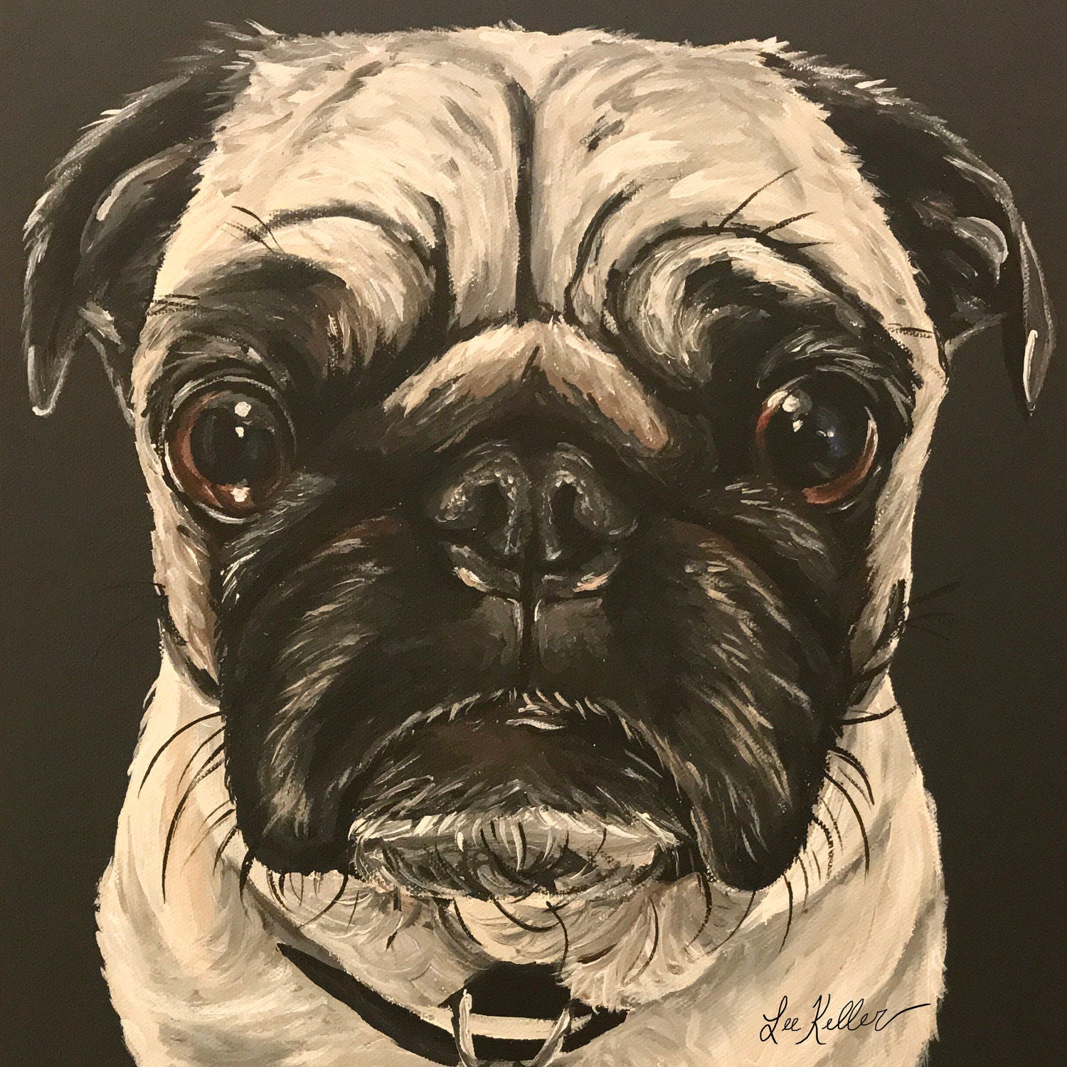 Pug art print from original Pug dog painting canvas pug art | Etsy