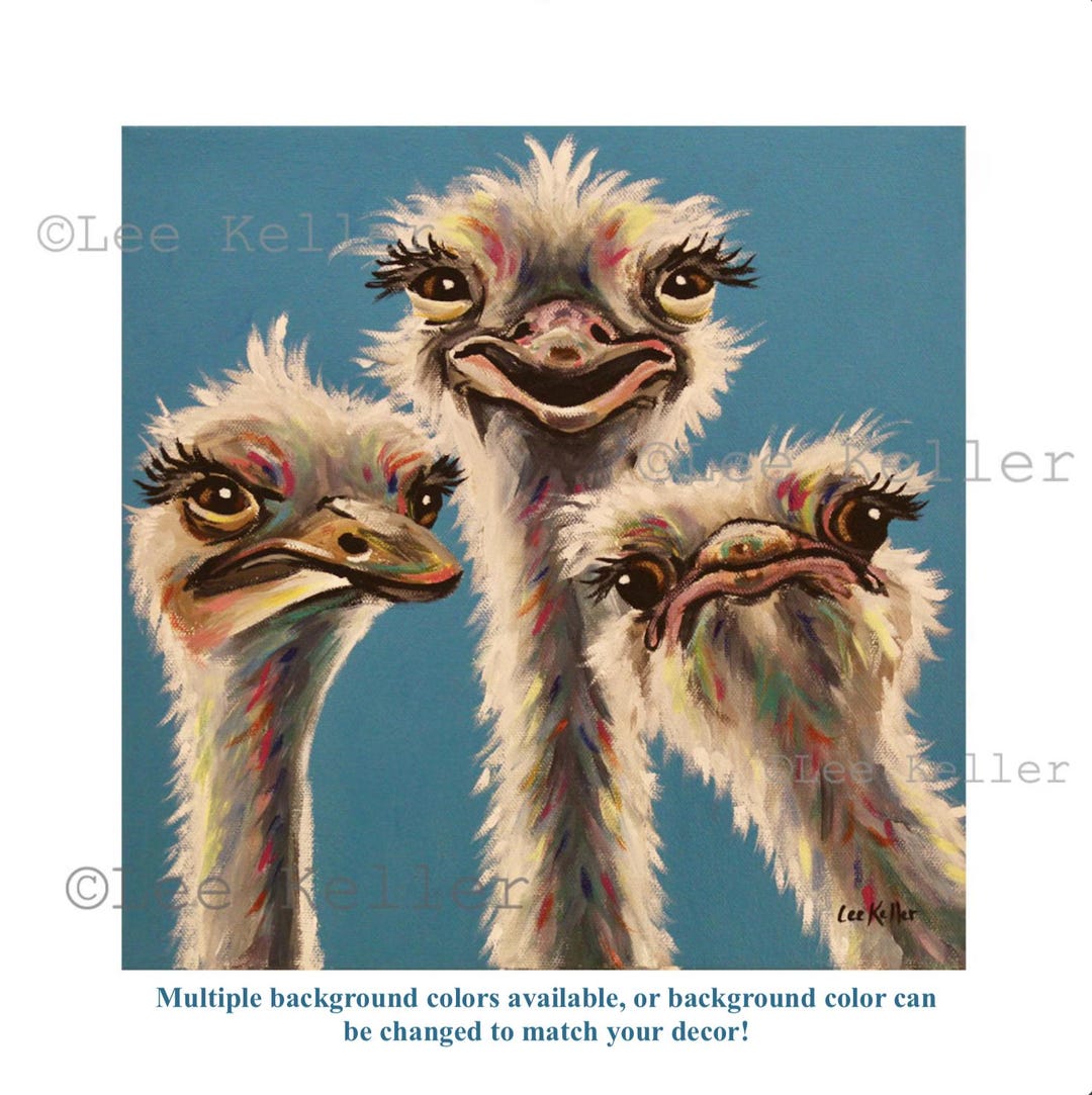 Ostrich Art Print From Original Canvas Ostrich Painting, Colorful Fun ...