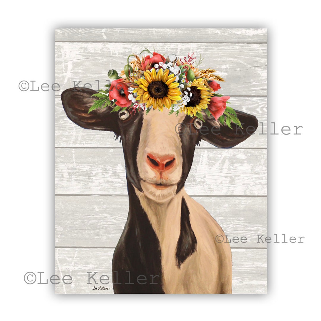 Sunflower Goat Art Prints, Goat Art, Goat Canvas or Fine Art Print From ...