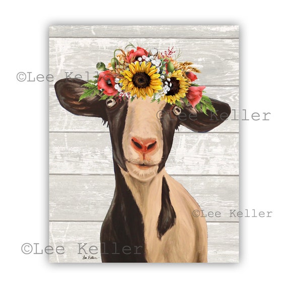 Sunflower Goat Art Prints Goat Art Goat Canvas or Fine Art - Etsy