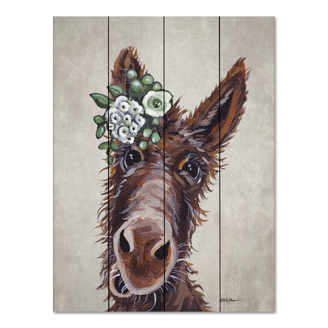 Farmhouse Donkey Wall Decor - Wood Donkey Sign - Donkey With Flower ...