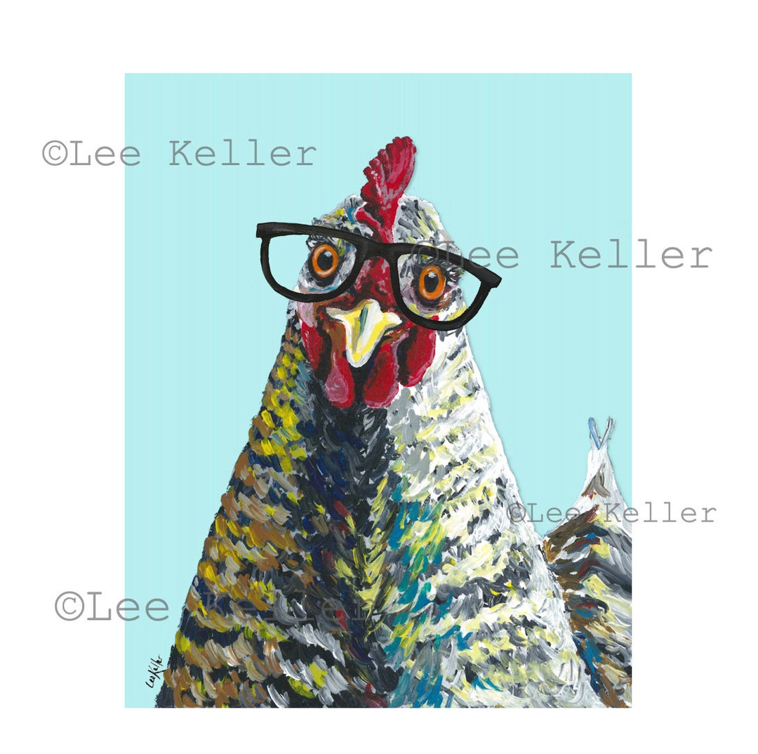 Colorful Chicken Art Print From Original Canvas Chicken Painting ...