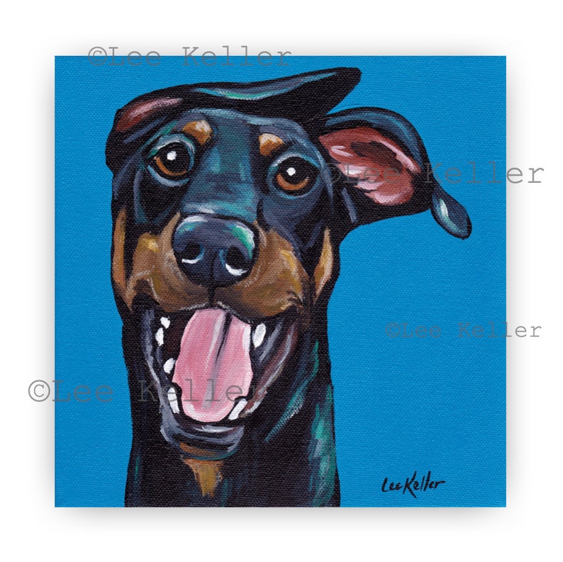 Doberman Art Print From Original Painting Colorful Doberman - Etsy