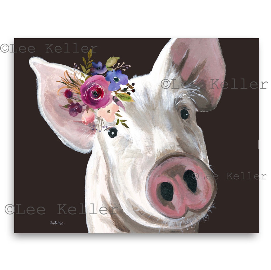 Pig Art Pig Decor. Pig Print From Original Pig on Canvas - Etsy