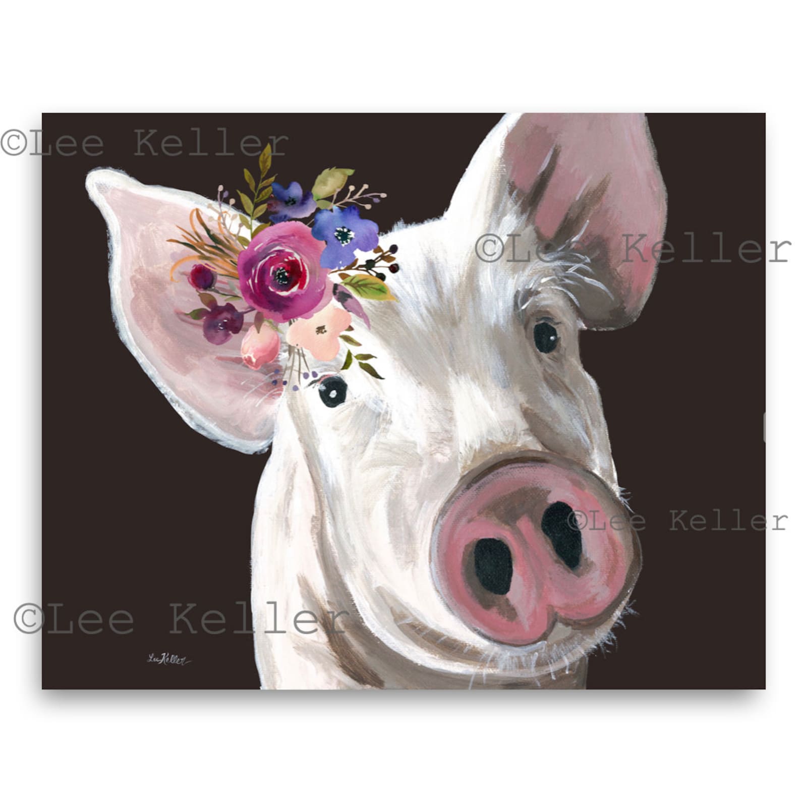 Pig Art Pig Decor. Pig Print From Original Pig on Canvas - Etsy