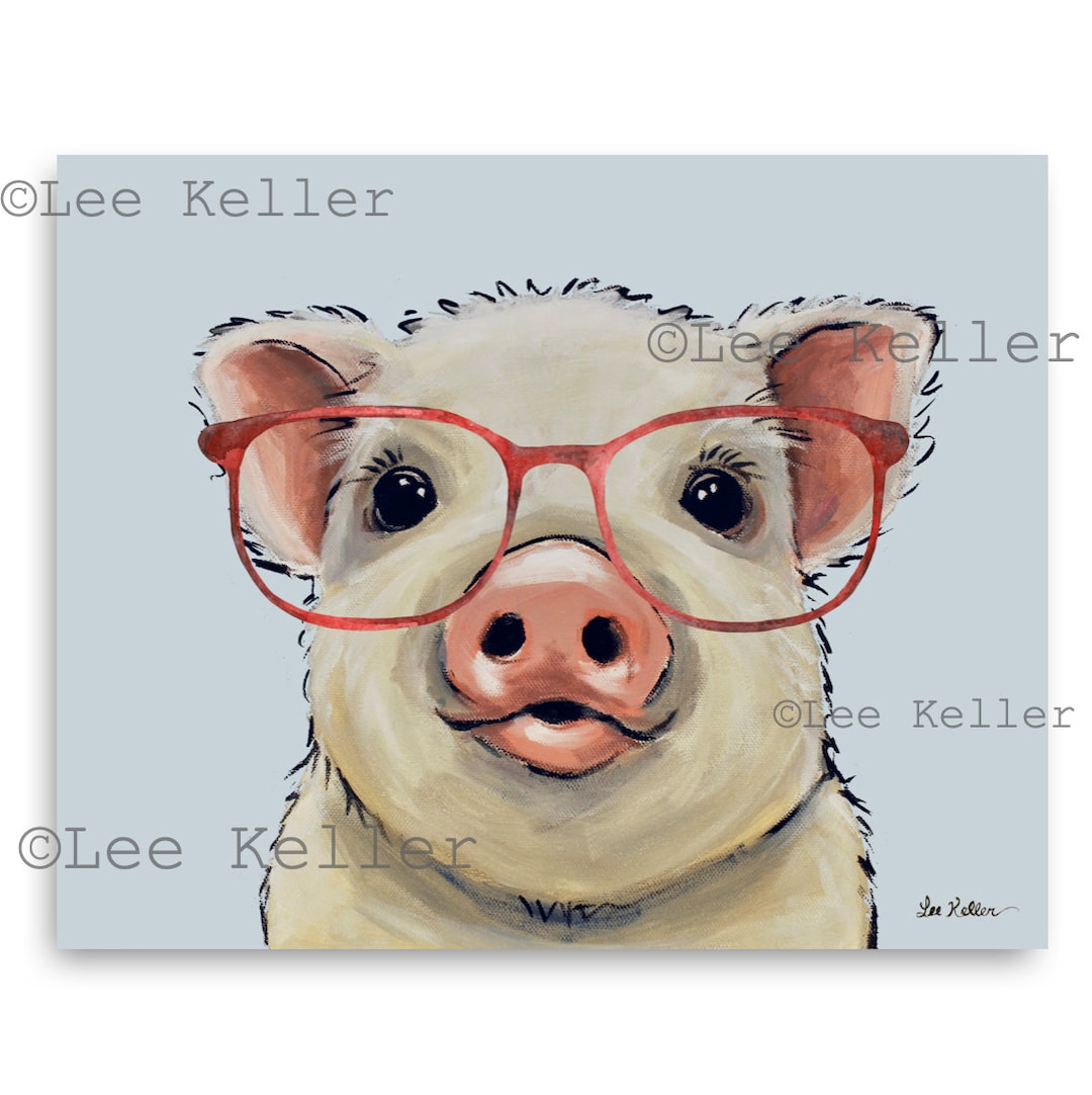 Pig Art Pig Decor. Cute Pig With Flowers Print. Farmhouse Pig - Etsy