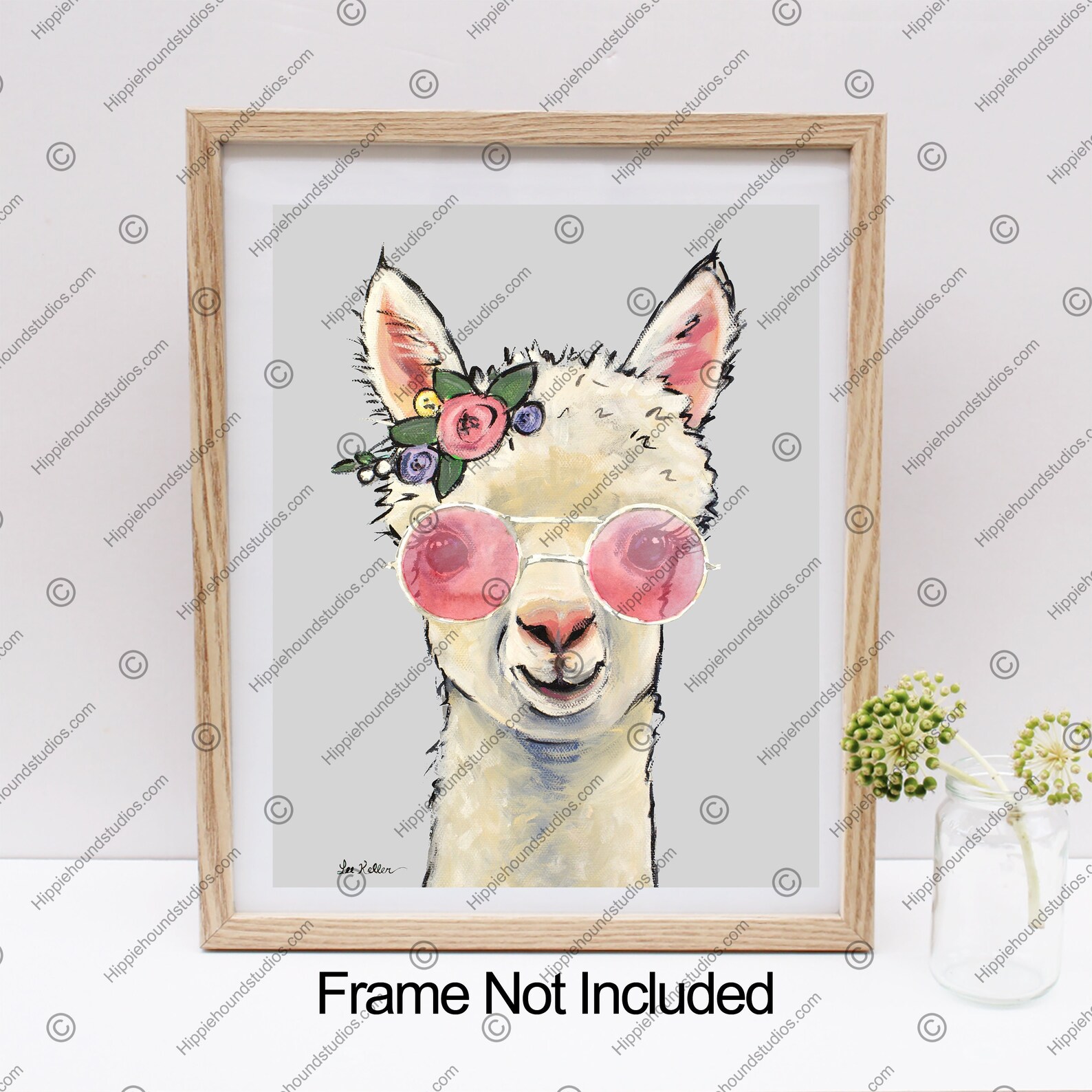 Alpaca Art, Alpaca Decor. Alpaca Flower Crown Art Print, Alpaca Canvas ...