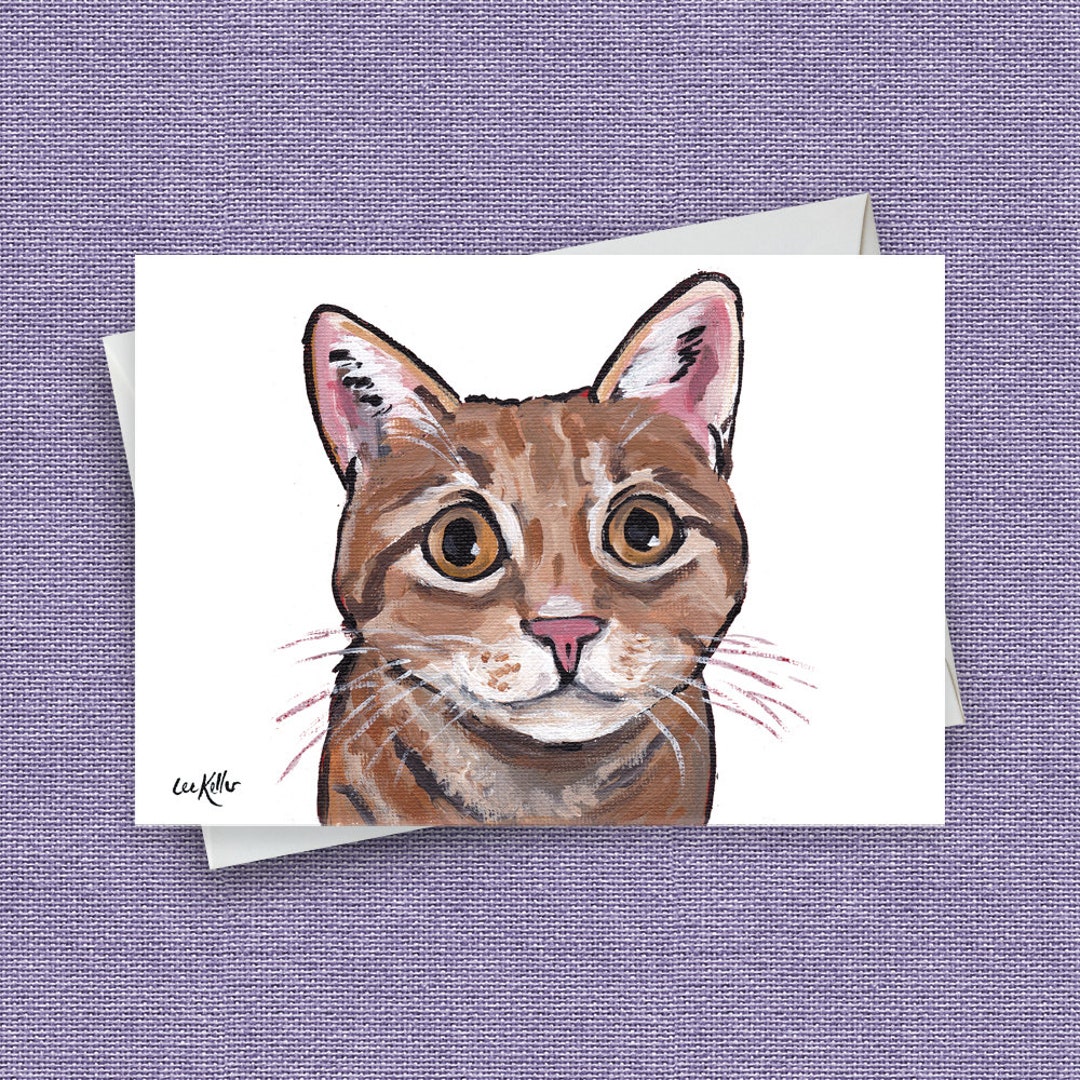 Orange Tabby Cat Card, 5x7" Cat Greeting Card, Cats Greeting Cards - Etsy