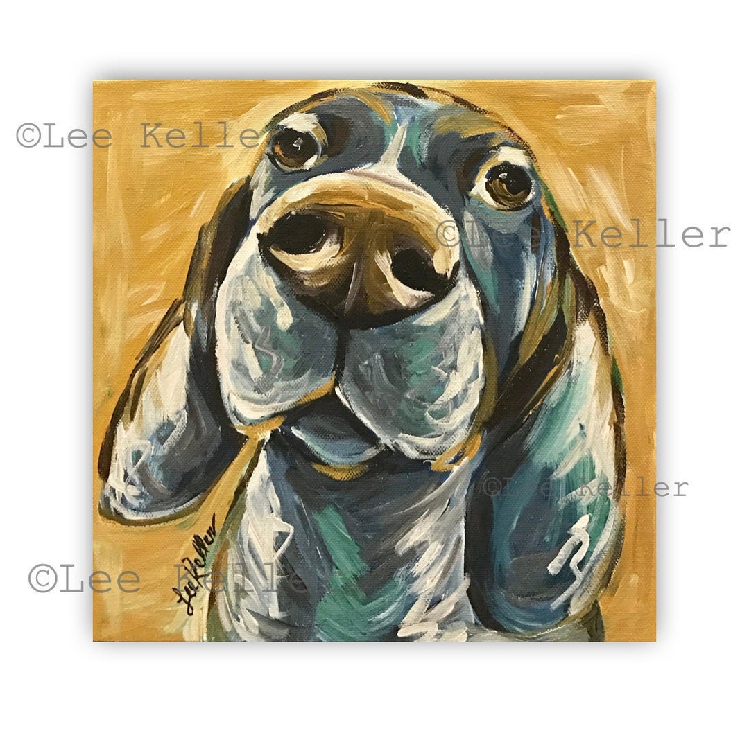 Colorful Dog Art, Hound Dog Print From Original Colorful Dog Painting ...