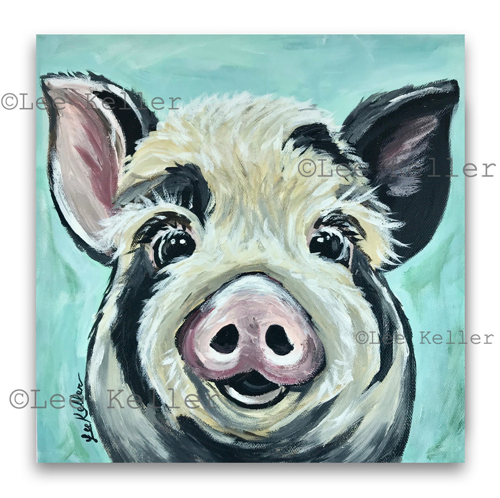 Pig Art Print Pig Decor From Original Canvas Pig Painting. - Etsy